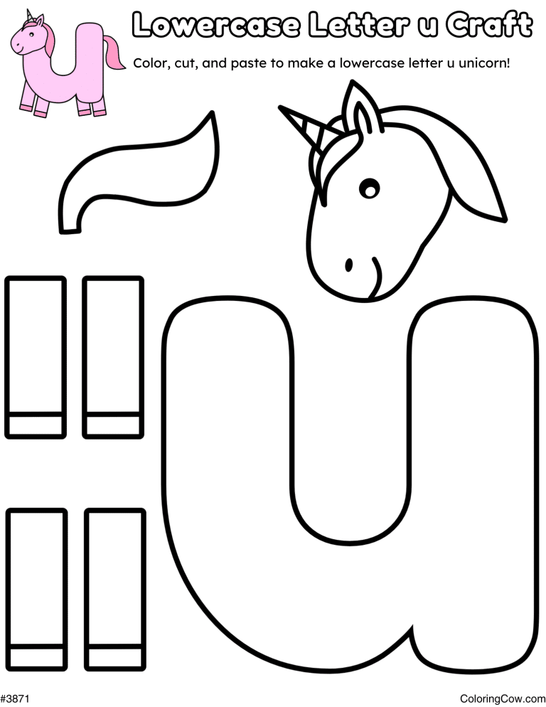 Lowercase Letter u Unicorn Craft