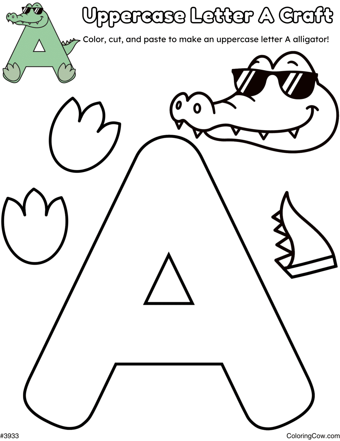 Uppercase Letter A Alligator Craft