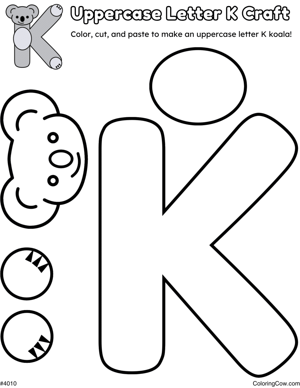 Uppercase Letter K Koala Craft