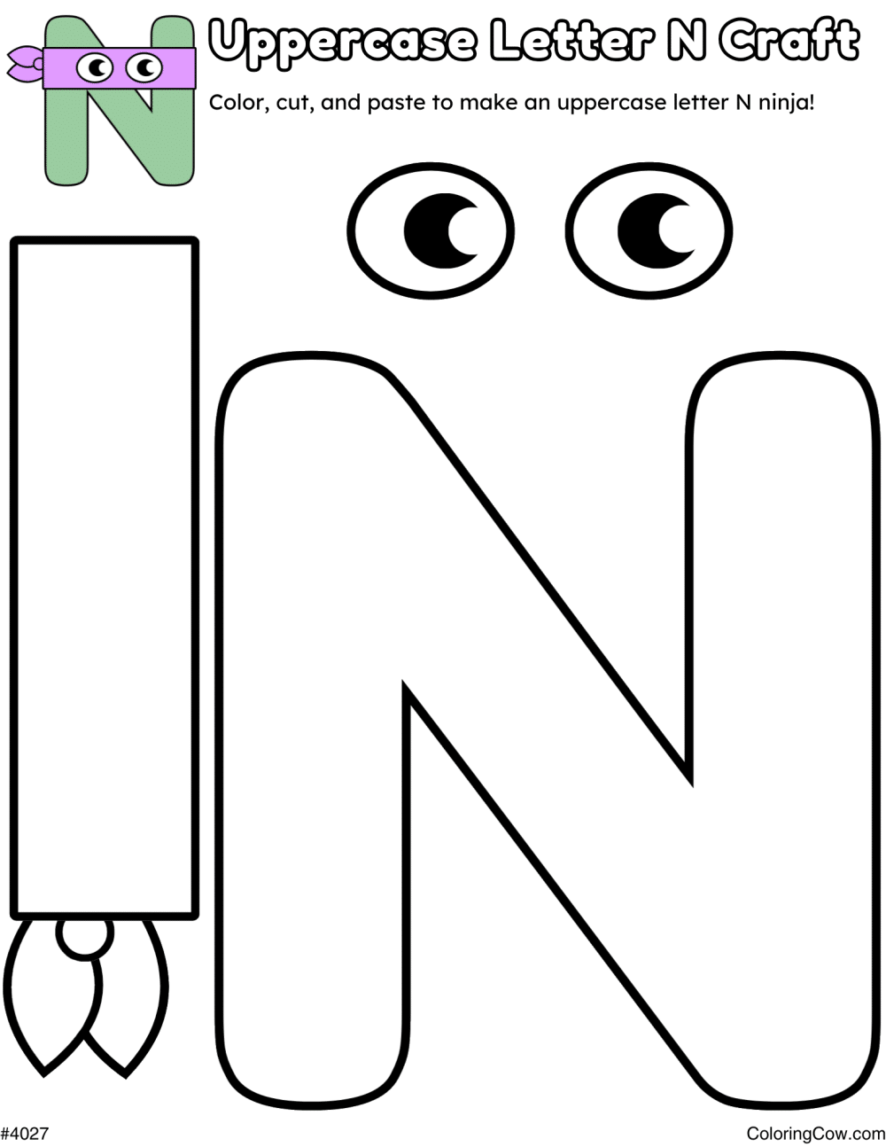 Uppercase Letter N Ninja Craft