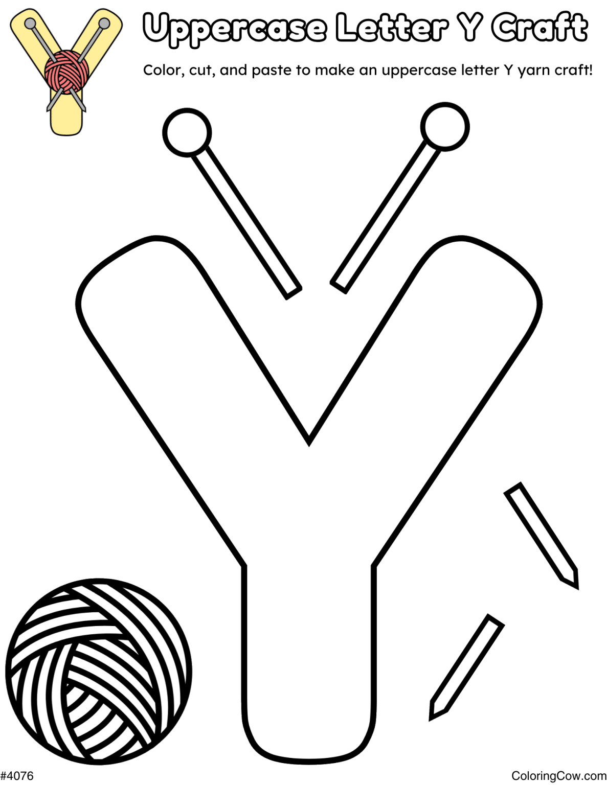 Uppercase Letter Y Yarn Craft