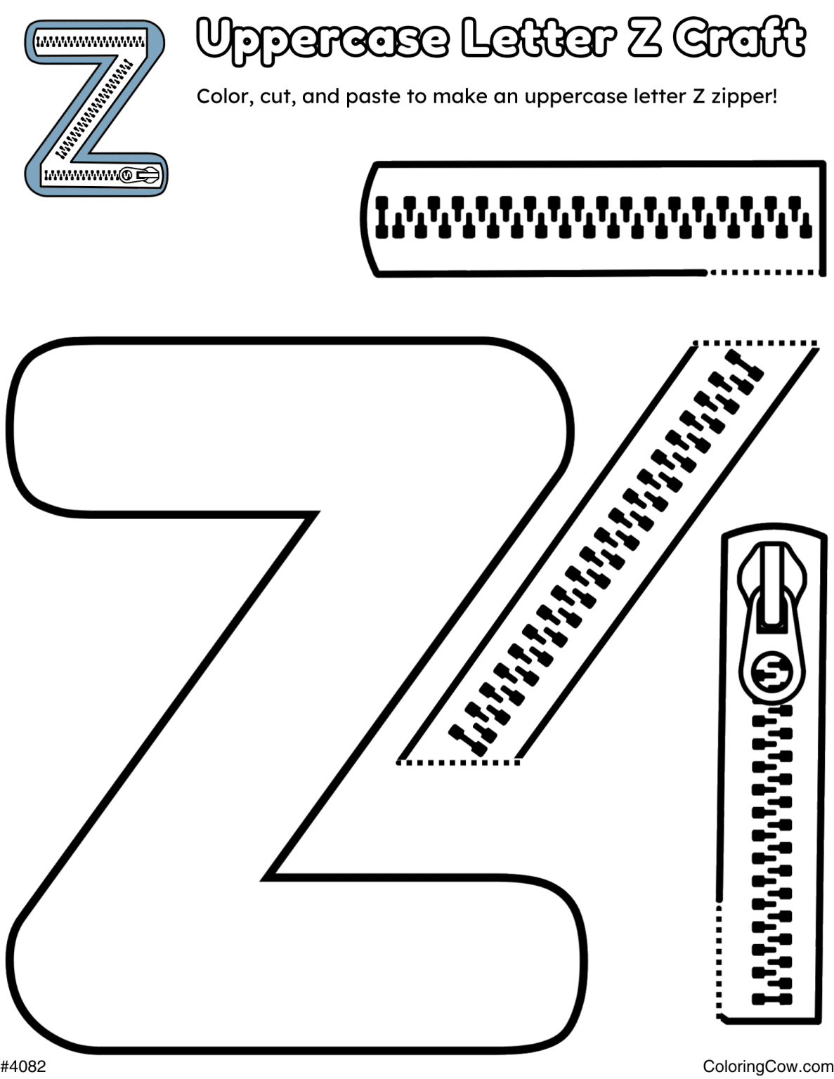 Uppercase Letter Z Zipper Craft