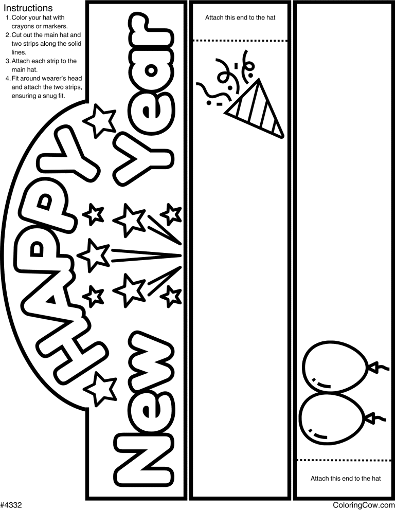 Happy New Year 2025 Coloring Page