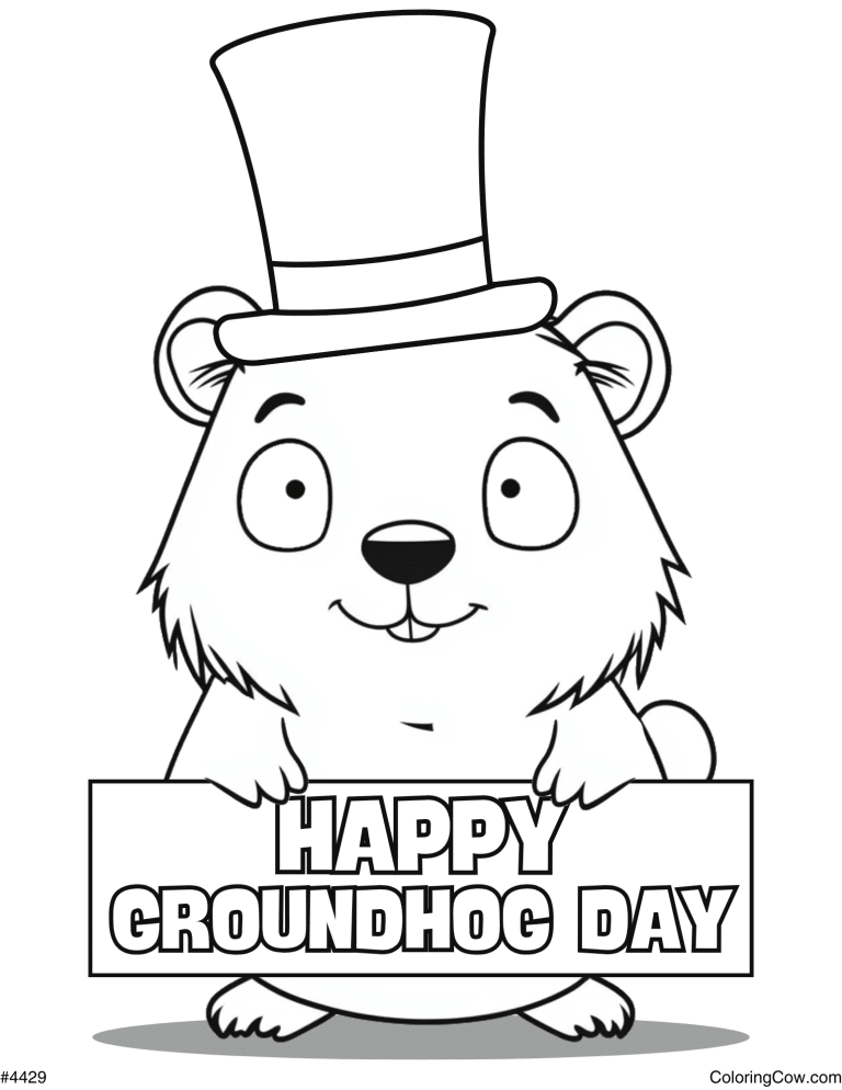 Happy Groundhog Day Coloring Page
