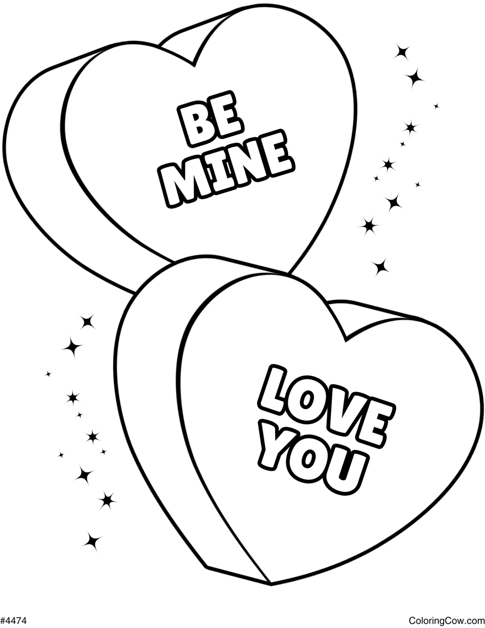 Heart Candy Coloring Page
