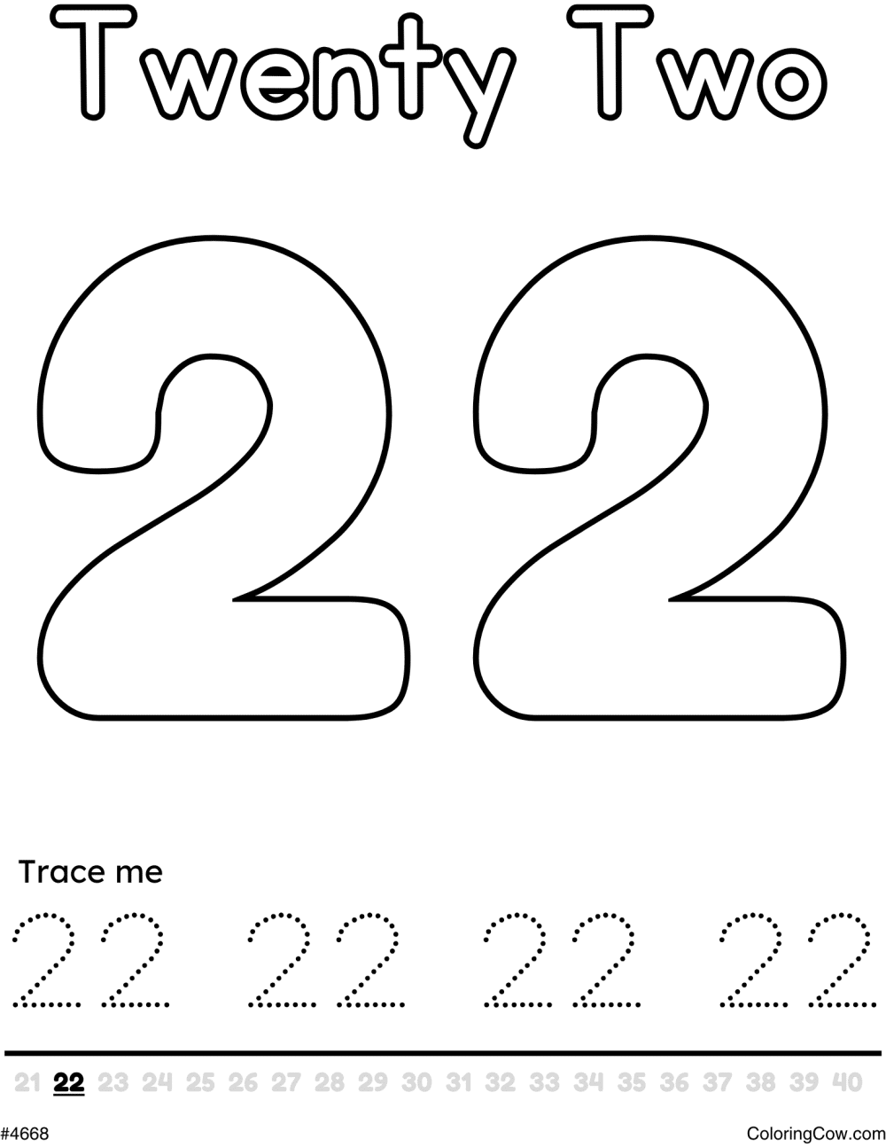 Number 22 Coloring Page