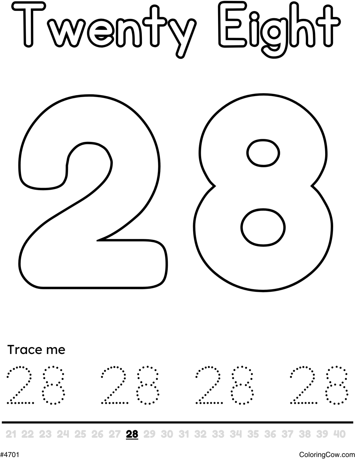 Number 28 Coloring Page