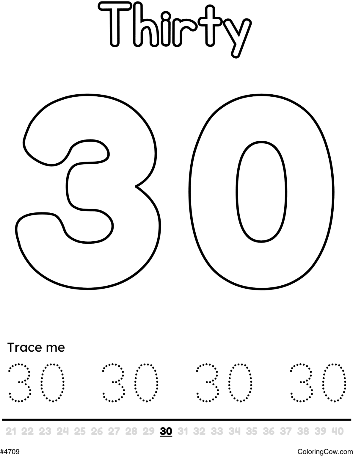 Number 30 Coloring Page