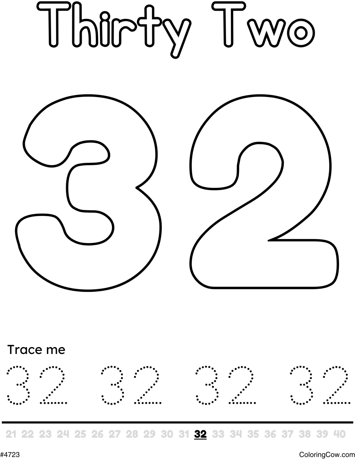 Number 32 Coloring Page