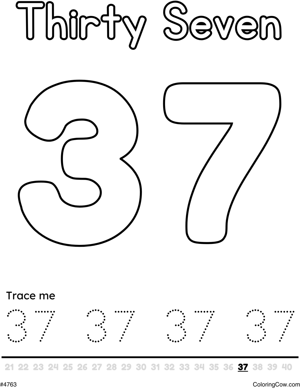 Number 37 Coloring Page
