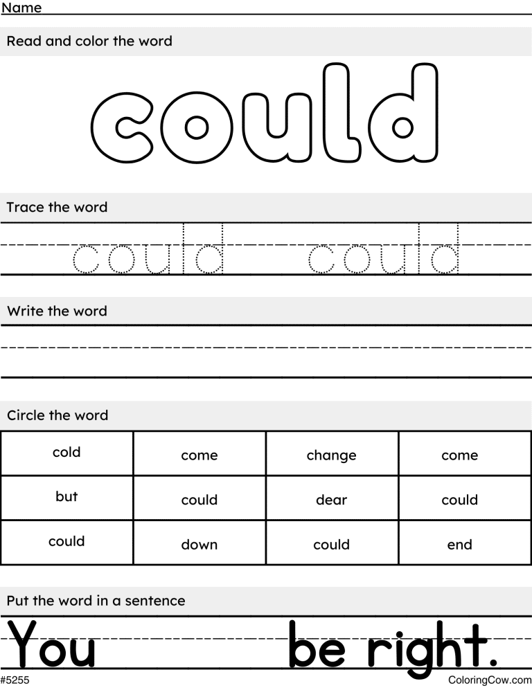 Could - Sight Word Worksheet