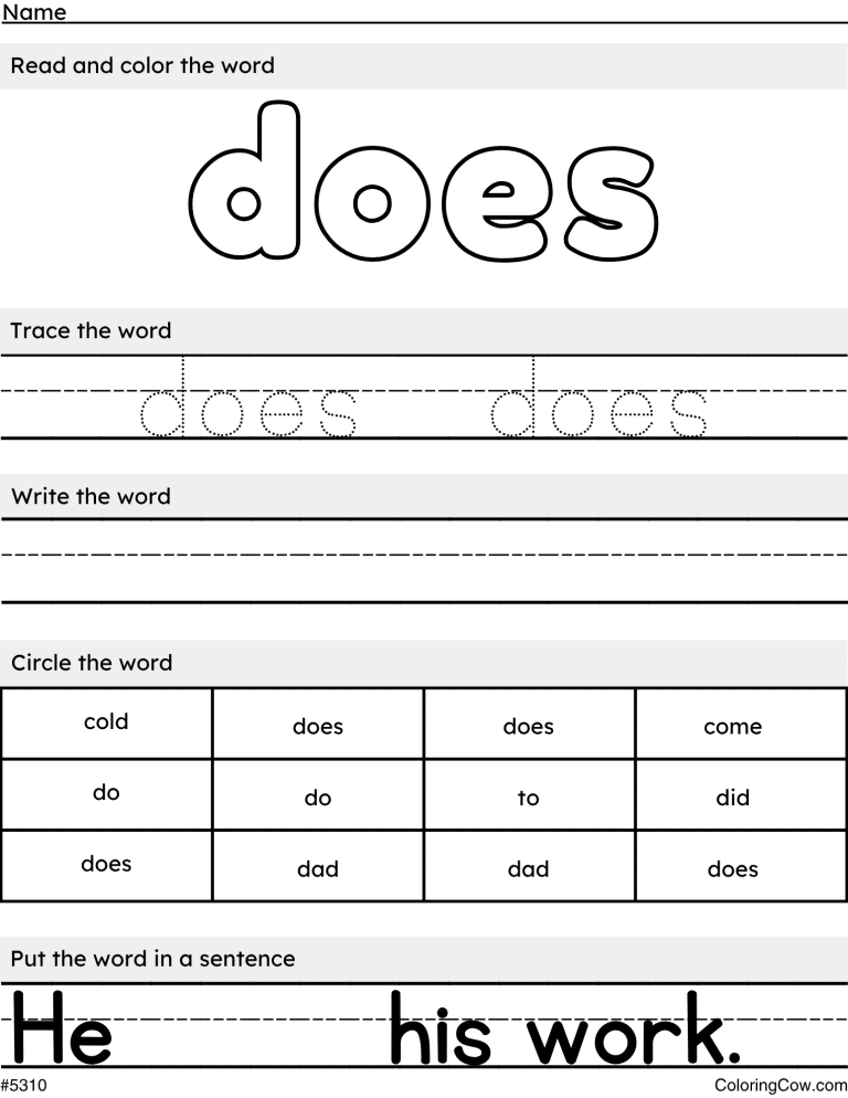 Does - Sight Word Worksheet