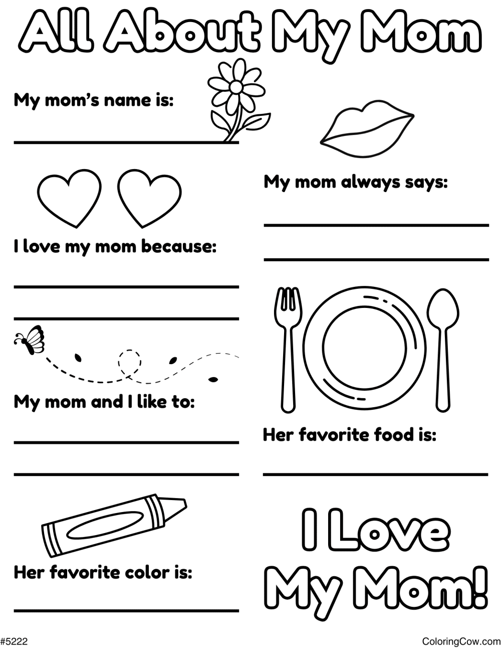 Mother's Day Coloring Pages - Coloring Cow