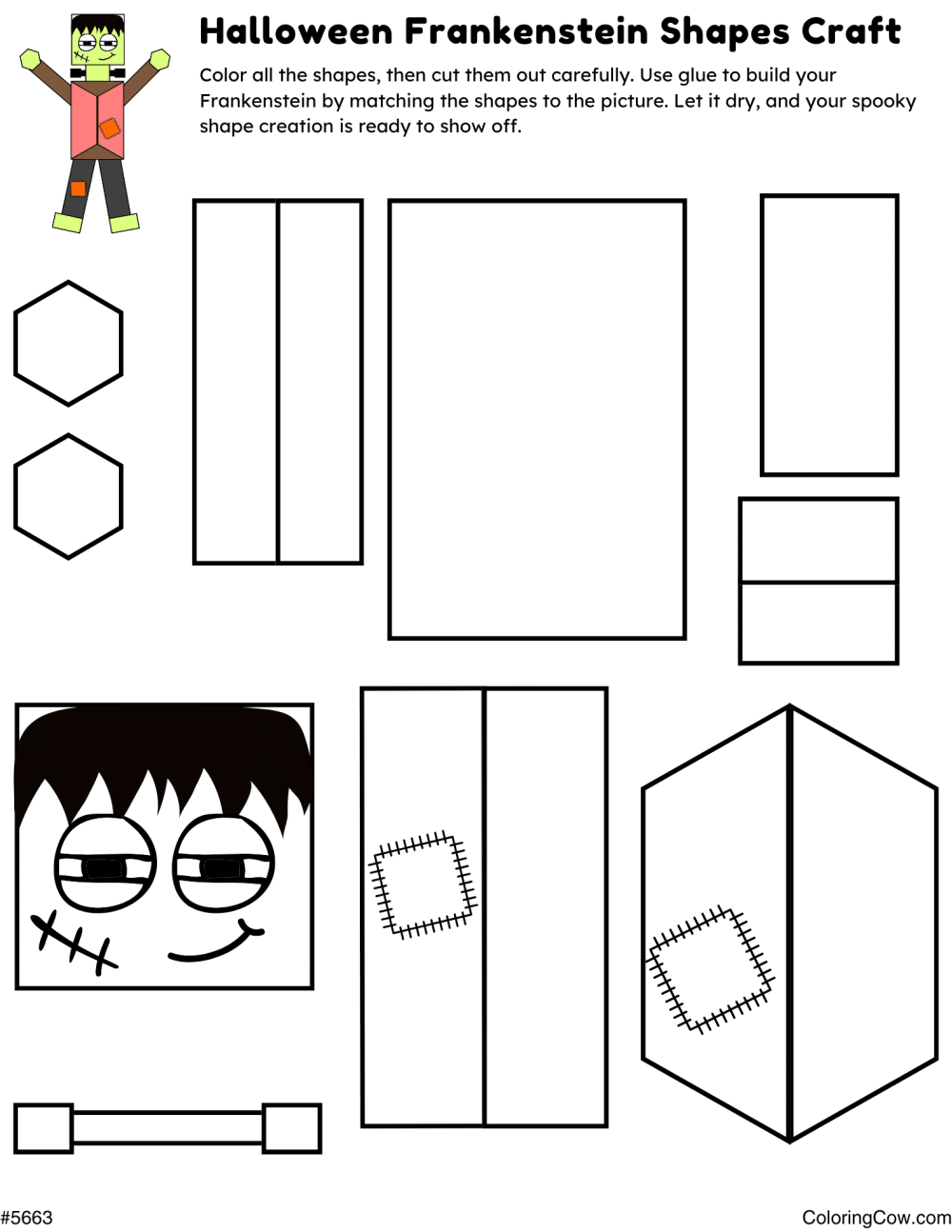 Halloween Frankenstein Shapes Craft