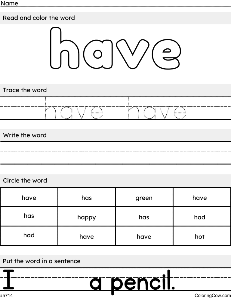 Have - Sight Word Worksheet