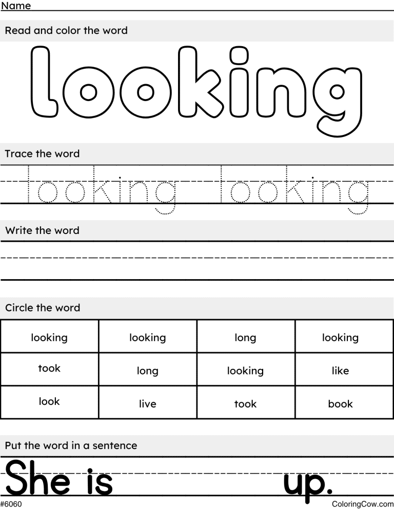 Looking - Sight Word Wroksheets